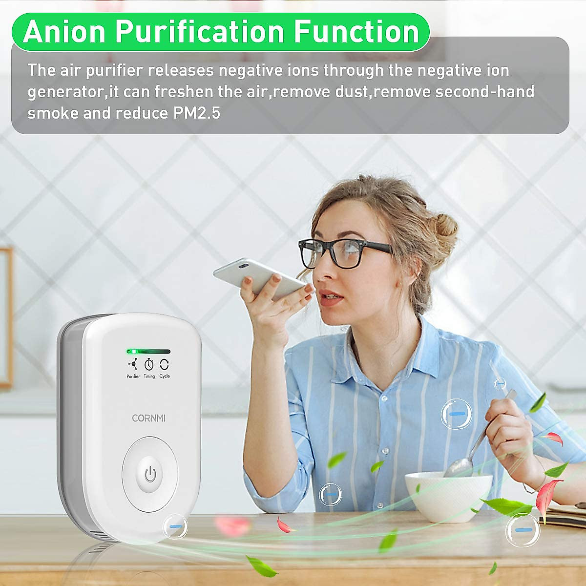 Air Purifiers Plug In for Home, Mini Odor Eliminator丨Ozone Negative Ion Dual Function丨Ionizer to Remove Smoke Pet Toilet Smell, Portable Deodorizer Freshener Cleaner for House Bedroom Bathroom Kitchen