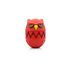 WapaW Owl Squeaky Dog Toy - Natural Rubber Treat Dispensing Dog Toys for Small & Medium Dogs, Indestructible Dog Chew Toys for Aggressive Chewer, Tough Dog Toothbrush Toy (Red Owl)