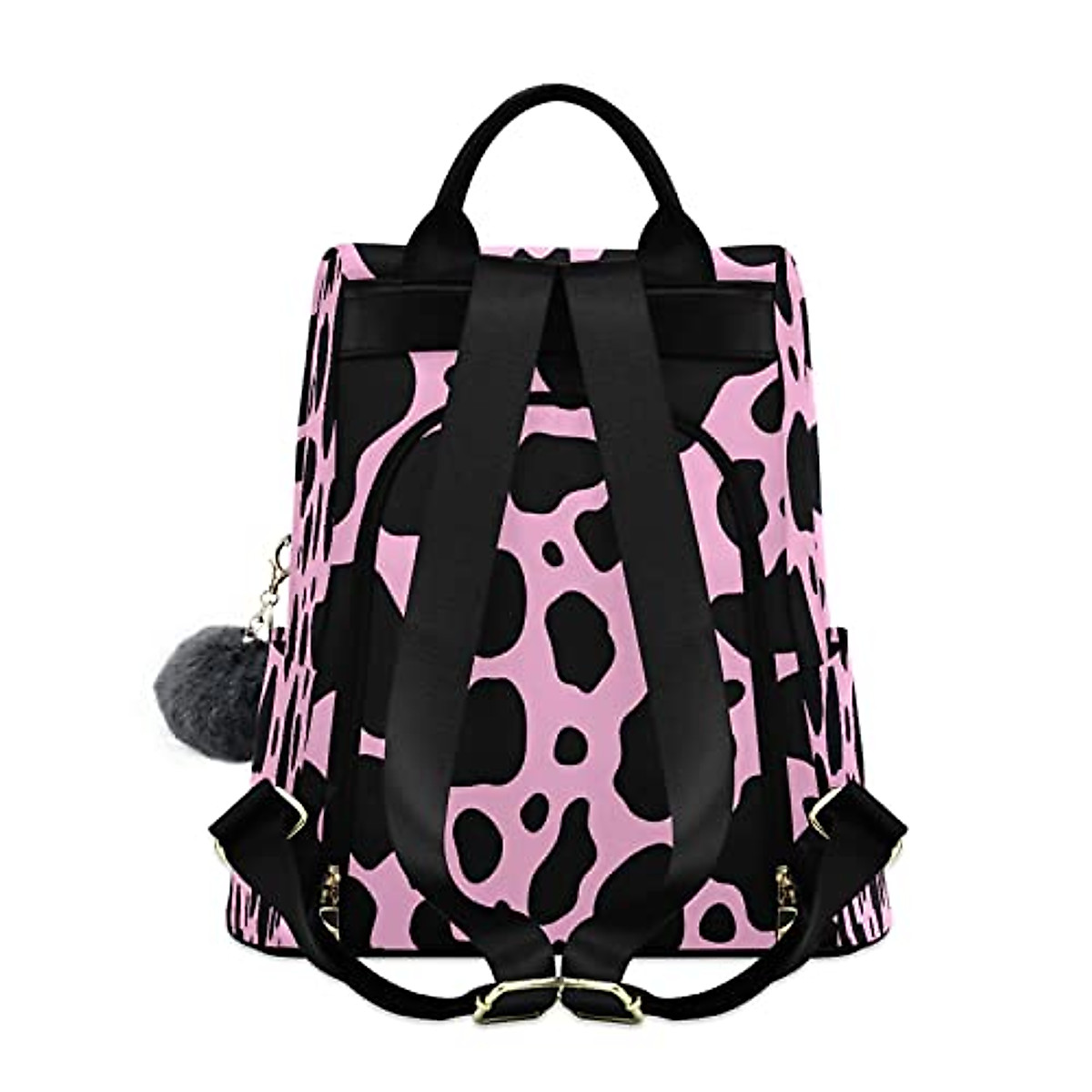 xigua Pink Black Cow Print Backpack Purse for Women Anti Theft Fashion Back Pack Shoulder Bag197