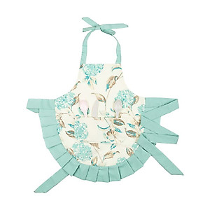 NEOVIVA Kitchen Apron for Kids with Pockets in Daily Play Kitchen, Double-layered Toddler Girls Apron for Cooking, Baking and Gardening, Style Kathy, Floral Hydrangea Clear Aqua