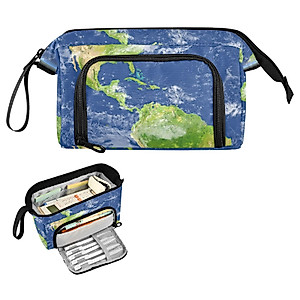 YMGQYJ Planet Earth Surface Pencil Case Large Capacity Stationery Organizer Pencil Pouch Bag for Office Travel 1 Pack 9.4x3.7x5.9 in