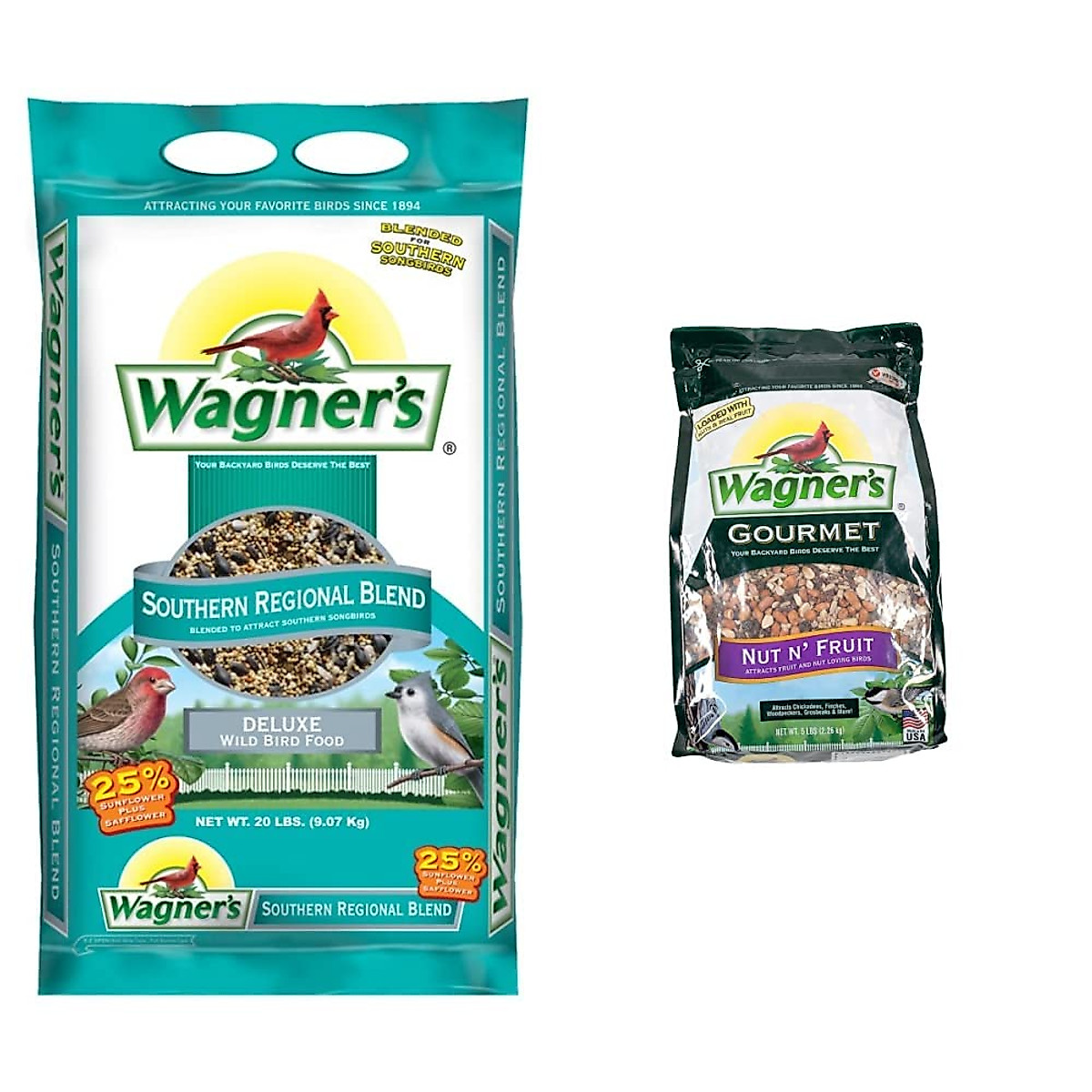 Wagner's Southern Regional Bird Food Bundle (20 lbs) + Gourmet Nut & Fruit Wild Bird Food (5 lbs)