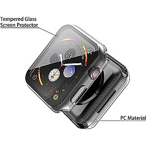 Misxi 2 Pack Hard PC Case with Tempered Glass Screen Protector Compatible with Apple Watch Series 6 SE Series 5 Series 4 40mm, Clear