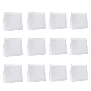 JIAKAI 12pcs Mini Small PVC Transparent Plastic Cosmetic Organizer Bag Pouch With Zipper Closure for Vacation Travel, Bathroom and Organizing Makeup Bag