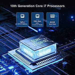 WEIDIAN Industrial Mini PC, Intel Core i7-10810U, 64GB RAM, Windows 11 Pro, 1TB SSD, 4K UHD Triple Display, Fanless Design, GPIO Interface, Wireless Connections