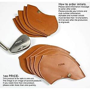 moriskorea Golf Club Head Cover (10pcs) Custom Initial Wedge Iron Protective Cowhide Full Grain Vegetable Leather Fit All Brands Titleist, Callaway, Ping, Taylormade, Cobra Etc. 1 Set. (Black)