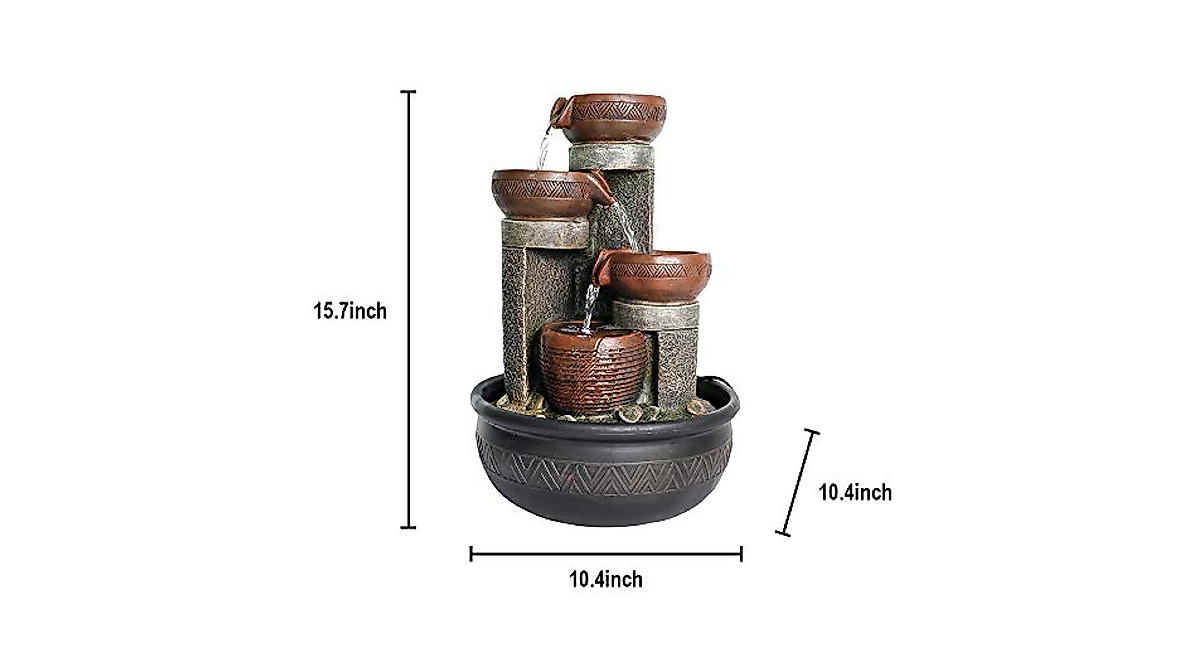 Agoodping 15.7" Tabletop Waterfall Fountain for Relaxation