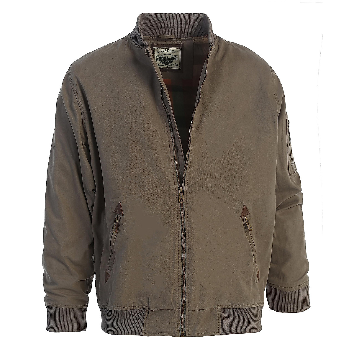 Gioberti Men's 100% Cotton Sportwear Full Zipper Twill Bomber Jacket, Olive, XXL