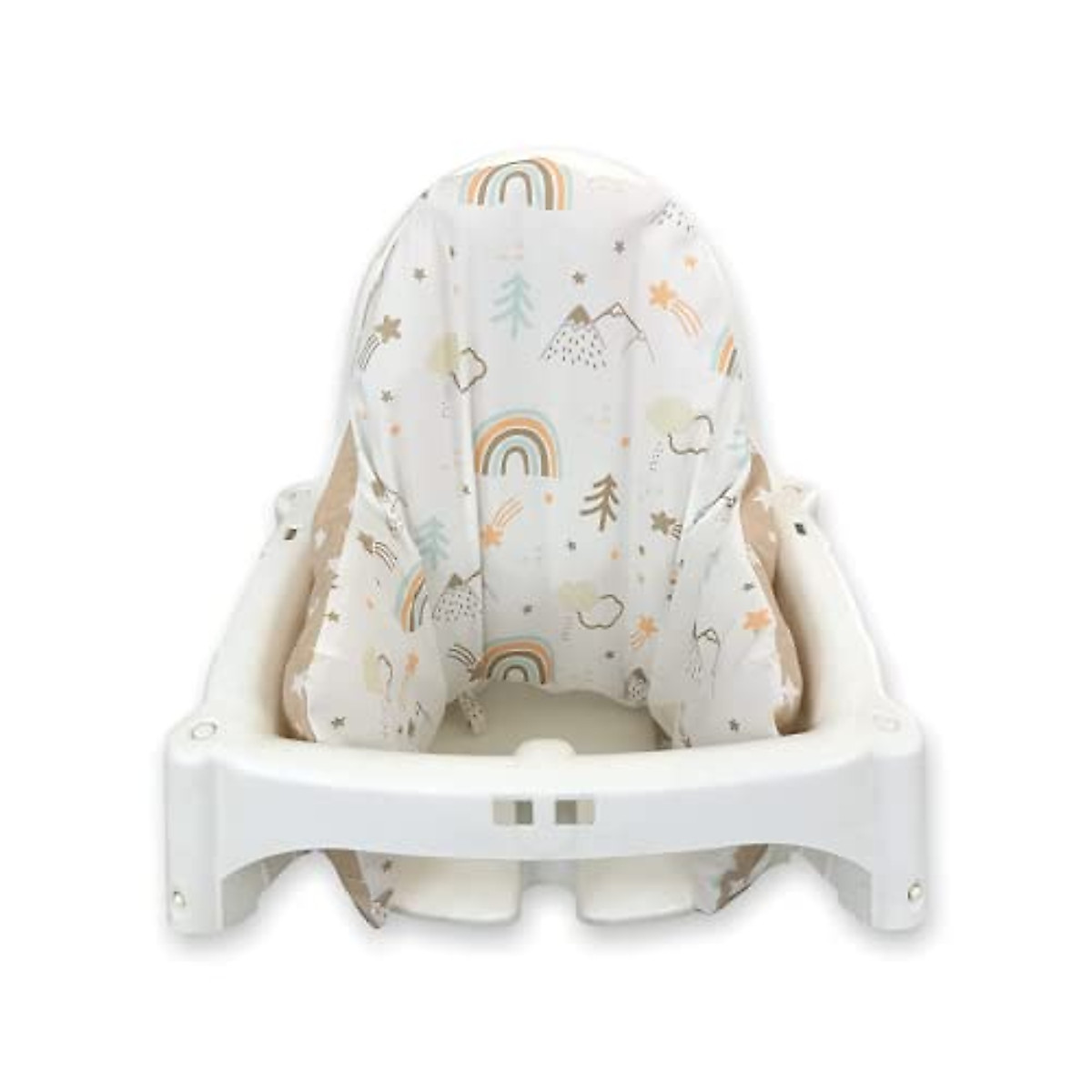 High Chair Cover for IKEA Antilop High Chair,Cotton Cover for Inflatable Cushion, Cushion Cover for High Chairs for Babies and Toddlers, High Chair Accessories, It is Only Cover! (Brown Rainbow)