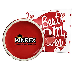 KINREX Best Mom Ever Mug – Valentines Day Gifts Mothers Day Gifts Coffee Cup for Women, Mother, Grandmother, Parent, Gift for Christmas, Birthday, Thanksgiving, Red, 12 oz. Novelty Tea Cups