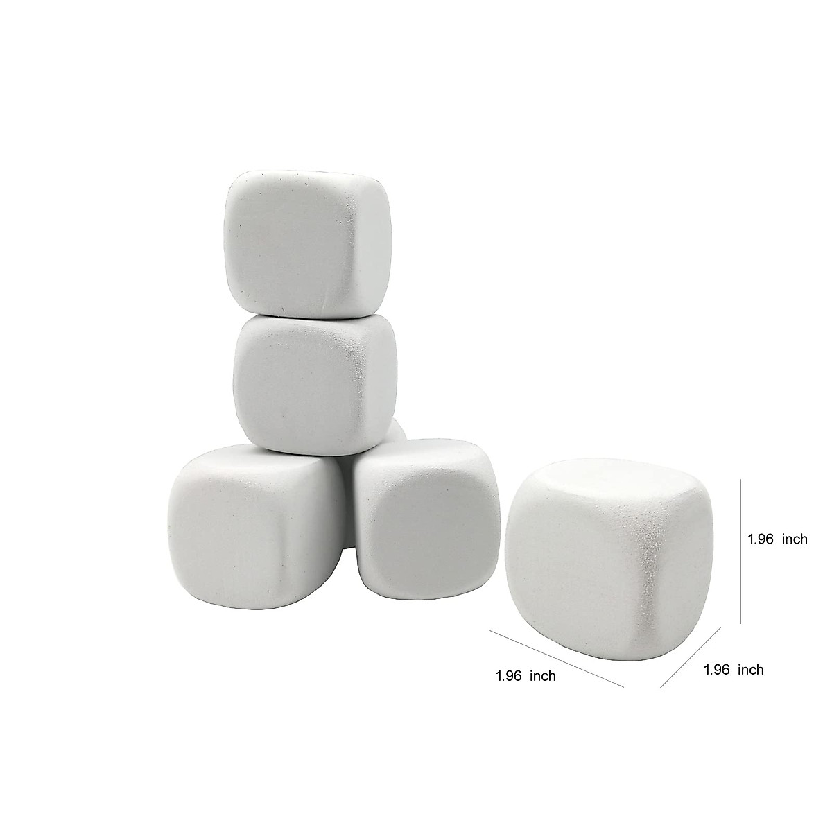 Qidiwin White EVA Foam Dices for Kids Graffiti-Building Blocks,Creative Painting, Party Supplies, 1.96 inchs,18PCS