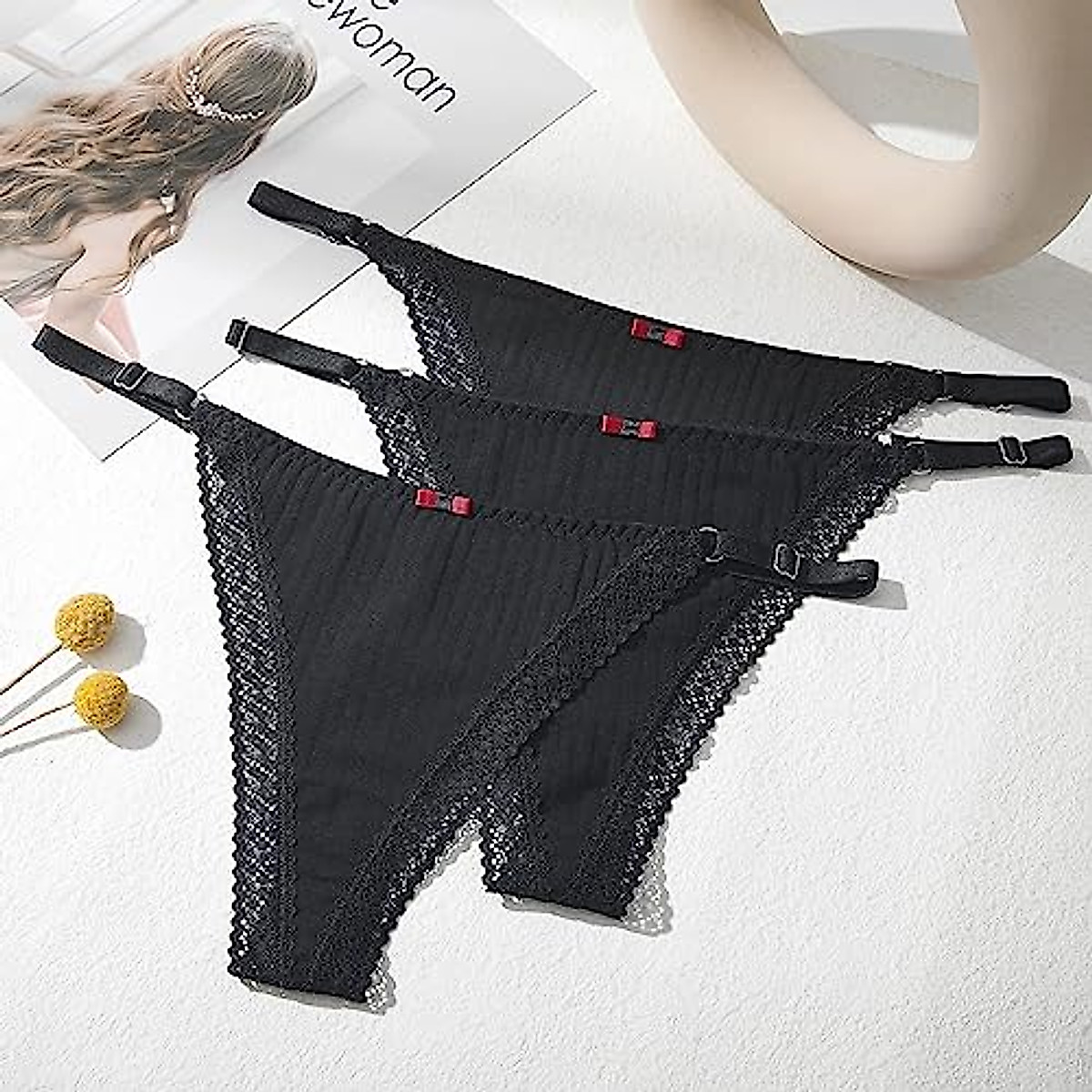 Aijolen Cotton G-String Thongs for Women Adjustable Thong Underwear Low Waist women's Panties No Show Women Thong Underpants