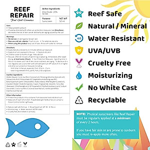 Reef Safe Sunscreen SPF 30 (2 Pack) - Natural, Travel Size, Water Resistant 40 Minutes, Moisturizing, Broad Spectrum UVA/UVB Coral Friendly Mineral Suncream from Reef Repair