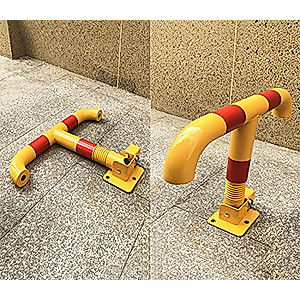 Heavy Duty Car Parking Space Lock Bollard T Shape with Spring Foldable Parking Barrier Safety Barrier for Commercial, Private Use (Color : Black, Size : 60x55cm)