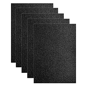 Jtnohx Large Glitter Felt Fabric, 5pcs Glitter Sheets, 11.8 x16.5 inches Glitter Felt for Crafts, Felt Glitter Square for Party Project Holiday Greeting Festival (Black)