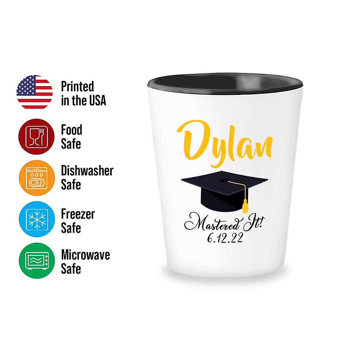 Bubble Hugs Custom Graduation 2021 - Graduation Cap Shot Glass 1.5 oz as Party Supplies, Graduation Decorations, School College