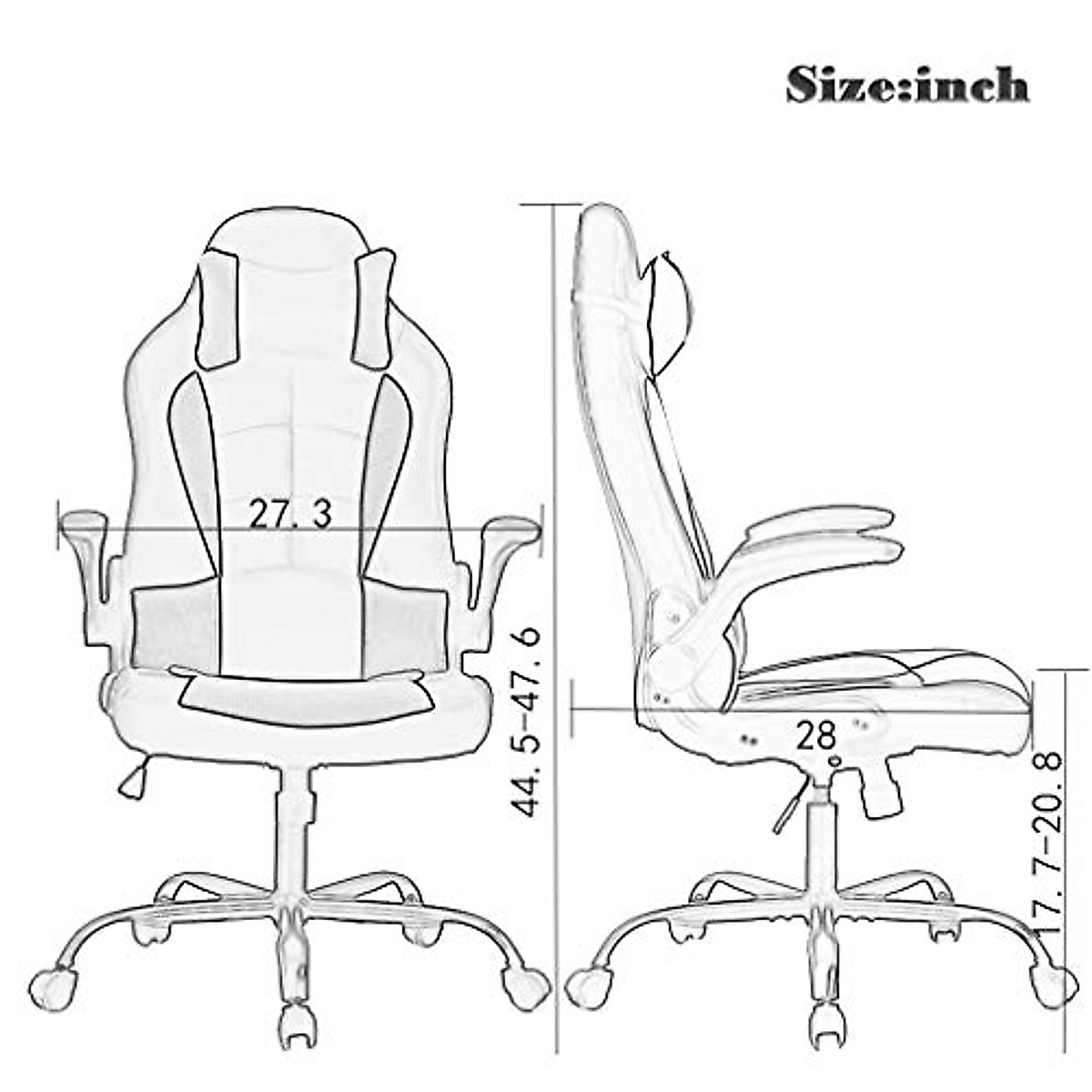 BestOffice PC Gaming Chair Ergonomic Office Chair Desk Chair with Lumbar Support Flip Up Arms Headrest PU Leather Executive High Back Computer Chair for Adults Women Men (Red)