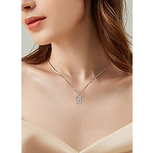 AEONSLOVE B Initial Necklace Sterling Silver Letter B Necklace Alphabet Pendant Cadena de Plata 925 Para Mujer with Cubic Zirconia Letter Jewelry Gifts for Women Daughter Mother Teen Wife Aunt Sister