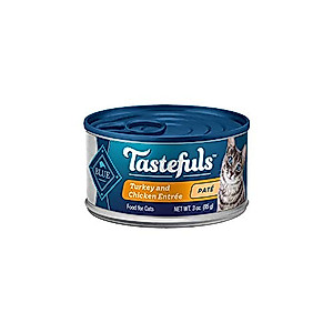 Blue Buffalo Tastefuls Wet Cat Food Paté, Made with Natural Ingredients, Turkey and Chicken Entrée, 3-oz Cans (24 Count)