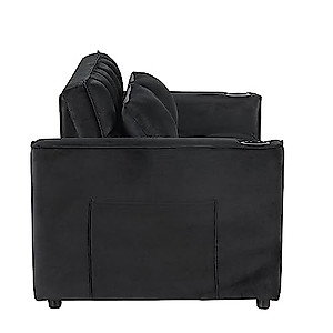 4 in 1 Convertible Pull Out Sleeper Sofa Bed,Adjustable Loveseat Armchair Single Couch Chair with Cup Holder,USB Port,Side Pocket&Pillows for Living Room Apartment Small Space Furniture Set