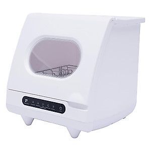 Portable Countertop Dishwashers,5 Washing Programs with Built-in Water Tank Leak-Proof Dry,1200W Automatic White Compact Dishwasher for Small Apartments