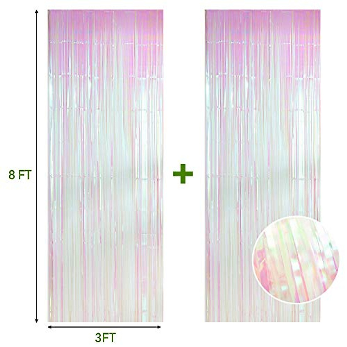 Twinkle Star 2 Pack Photo Booth Backdrop Foil Curtain Tinsel Backdrop Environmental Background for Birthday Party, Wedding, Graduation, Christmas Decorations (Transparent Iridescent)