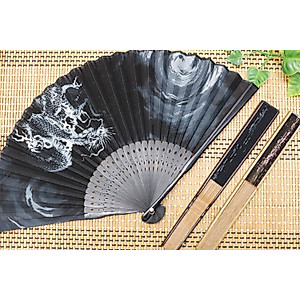 まつみ工芸 Asahi King 136001 Folding Fan Dragon Black