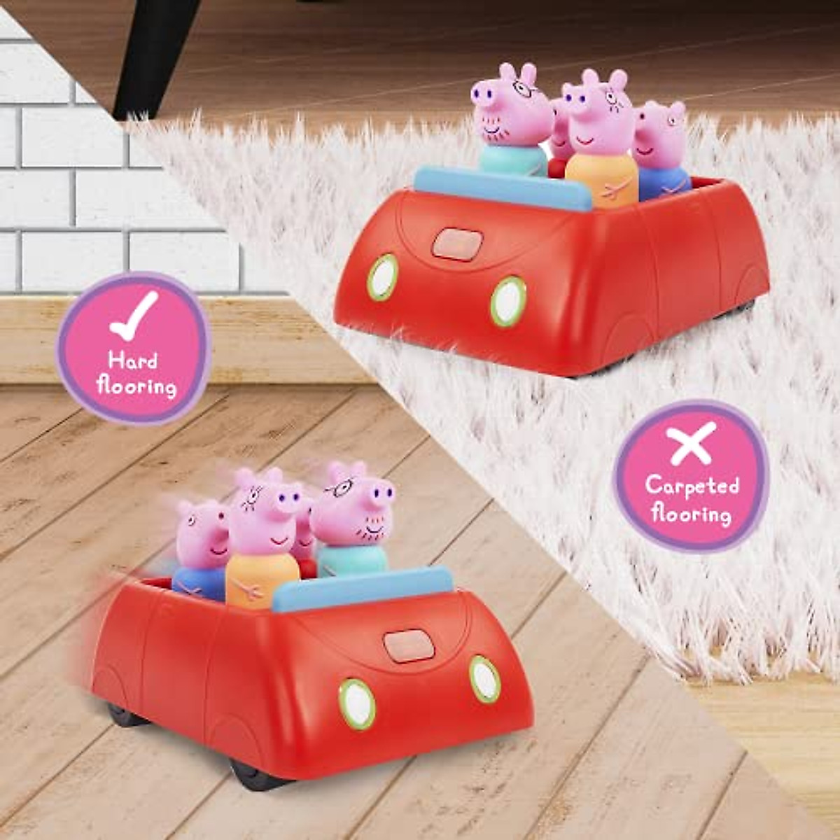 Peppa Pig's Clever Car Interactive Pre-School Toy With Lights And Sounds - Self Driving - Plays Peppa Music And Talks - Motorized Vehicle With Collision Avoidance Sensors– Red