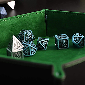 RILOL Dice Tray & Dice Bag Set by Dragon Nest Store | Quality Folding Rectangle Rolling Tray & Velvet Storage Pouch for DND Metal Dice | Ideal for Dungeons&Dragons RPG Board & Table Games
