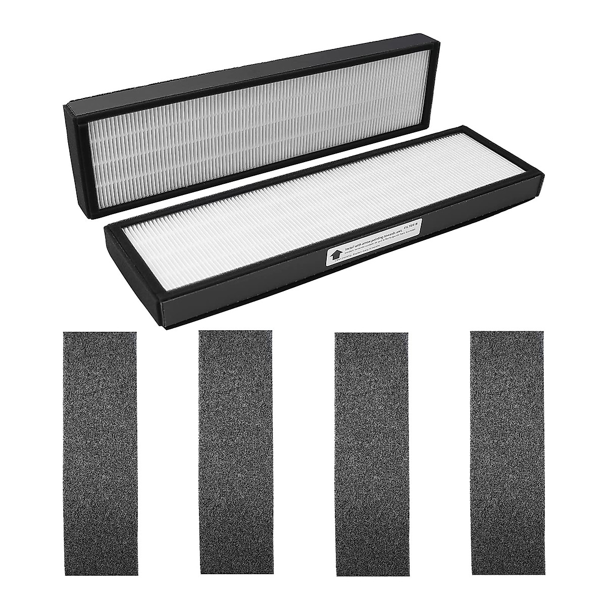 Hoypeyfiy 2Packs FLT4825 Filter B with 4 Carbon Pre-Filters Replacement for GermGuardian AC4300BPTCA, AC4900CA, AC4825, AC4825DLX, AC4850PT, CDAP4500BCA, CDAP4500WCA