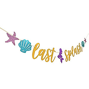 Last Splash Gold Glitter Banner for Mermaid Bachelorette Party Bridal Shower Decorations