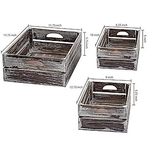 MyGift Country Rustic Torched Wood Storage Decorative Box, Nesting Wooden Crate Box Container, Set of 3