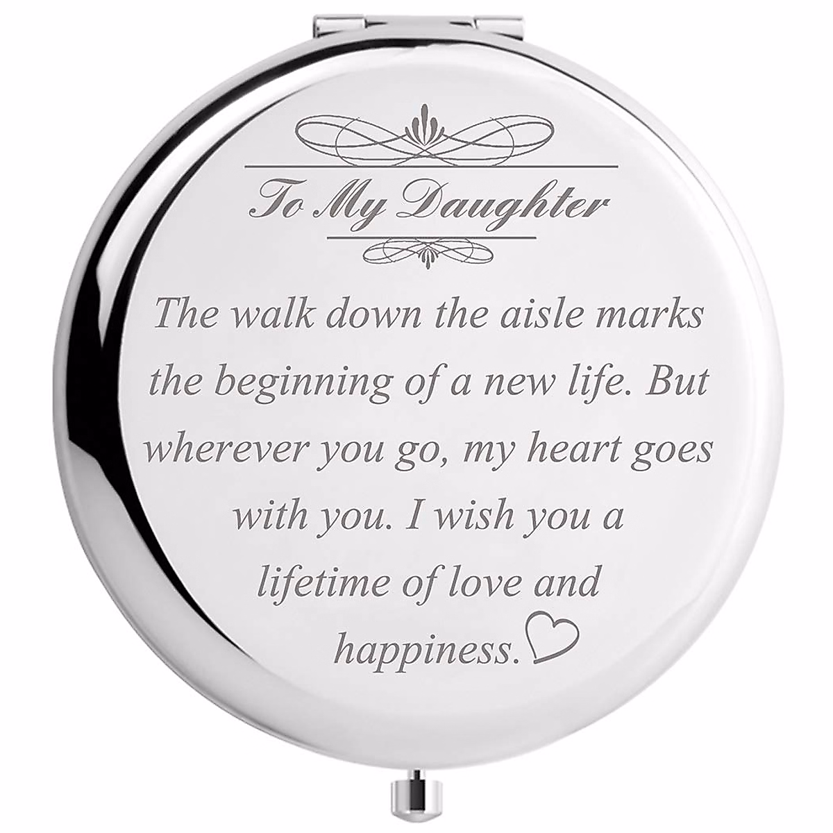 DIDADIC Daughter Wedding Gift from Mom Dad, Bride Gifts for Wedding Day, Engraved Makeup Mirror for Wedding Keepsake (Daughter Wedding Day Gift)