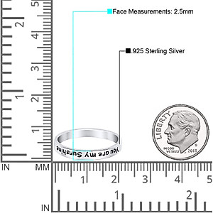 Blue Apple Co. Sterling Silver Size-9 You are My Sunshine Band Ring Round 925 Sterling Silver