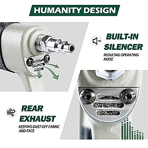 Woodpecker N7116 22 Gauge Pneumatic Upholstery Staple Gun, 3/8-Inch Crown Air Power Fine Wire Staple Gun, 1/4-Inch to 5/8-Inch Leg Length 71 Series Upholstery Stapler for Fabric, Upholstering