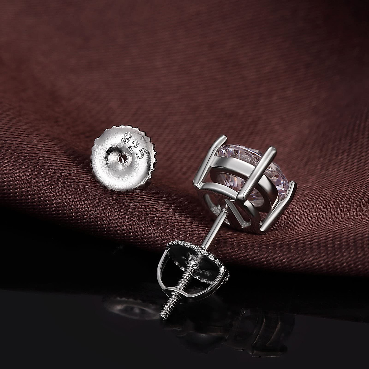 2-Pairs Screw Earring Backs for Threaded Post .032"/0.8mm,18K Gold Plated Sterling Silver Screw on Earring Backs Replacements for Diamond Earring Studs, Hypoallergenic Secure ScrewBacks