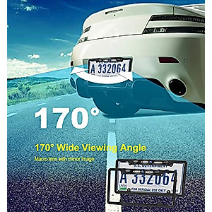 JPP License Plate Backup HD Camera, Rear View Camera 170° Viewing Angle Universal Night Vision Waterproof High Sensitive 7 Bright LED Reversing Car Camera