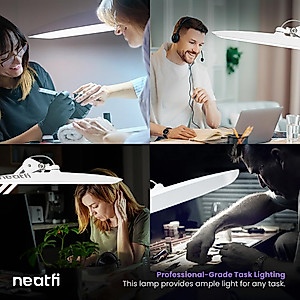 Neatfi XL 2,200 Lumens LED Task Lamp, 24W, 117 Pcs SMD LED, Dimmable, 4 Level Brightness, 3 Light Modes, Desk Light for Home, Office, Workbench (CCT, White)