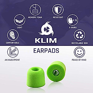 KLIM Earphone Foam Earbud Tips 4.5 mm + New 2023 Version + 12 Innovative Memory Foam Earbuds Tips + Extremely Comfortable + Isolates from Outside Noise + Earphone Tips in 2 Different Sizes
