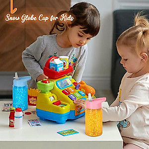 Micellwuu 8 Pack 10 Oz Plastic Double Wall Snow Globe Tumbler, Snowglobe Tumbler with Pre Drilled Hole and Plug, Snow Globe Cups Kid Water Bottle DIY Gift for Scool, Sport