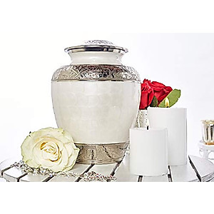 Urn for Human Ashes Adult Memorial urn Funeral Cremation Urns Large Burial Urns for Ashes - The Pearl Rose Adult Urn Large Size