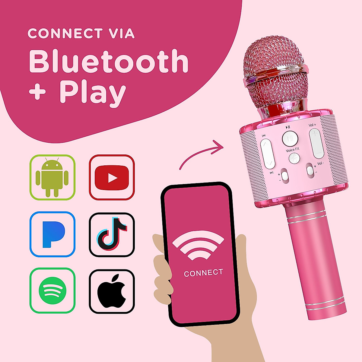 Move2Play, Kids Karaoke Microphone | Personalize with Jewel Stickers | Birthday Gift for Girls, Boys & Toddlers | Girls Toy Ages 3, 4-5, 6, 7, 8+ Years Old