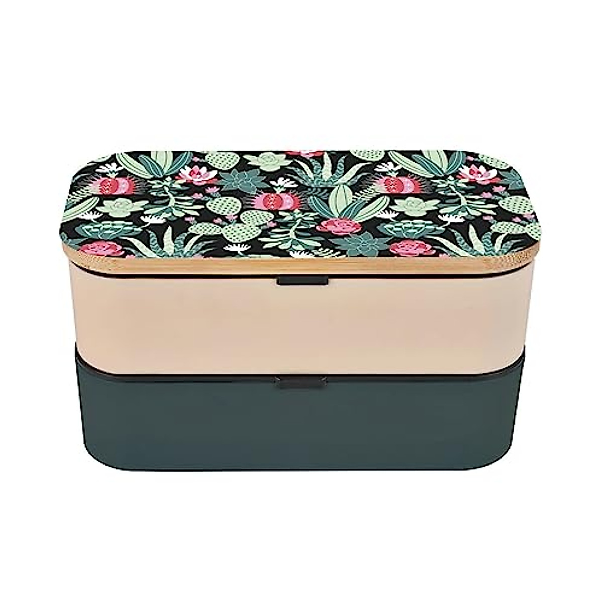 Cactus Premium Bento Lunch Box, 2 Compartments Leakproof Lunch Box With Cutlery For Adults, Microwave & Dishwasher Safe