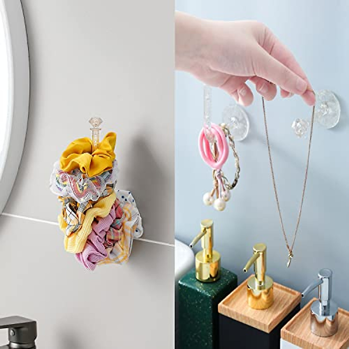 8 Pack Adhesive Scrunchie Hair Hairband Tie Holder - Hair Accessories Wall Hooks Stand Organizer Storage Holder for Girl Women Gifts Diy