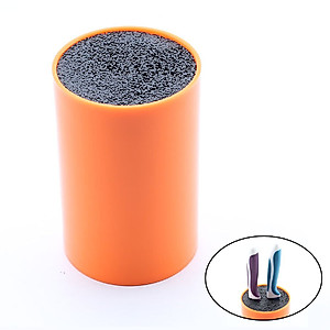 KeepingcooX Small Knife Block Universal Knife Holder without Knives - Convenient Storage for Various Knives and Kitchen Tools with Washable Removable Bristles, Height 13.5 cm/5.3 In (Cylinder)