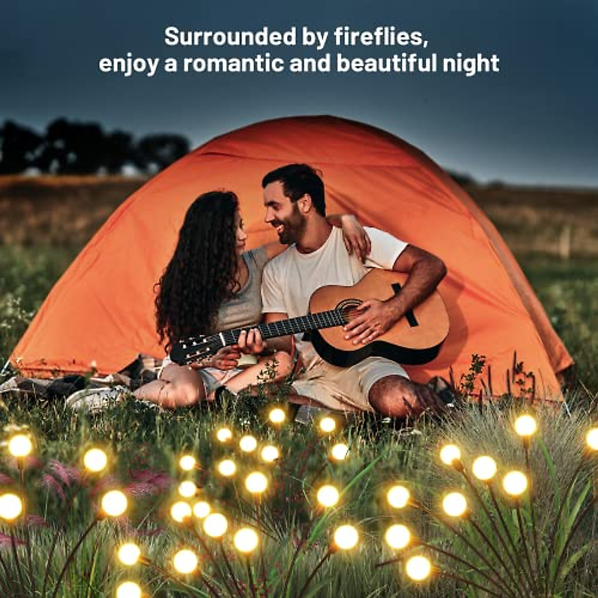 Solar Garden Lights-4 Pack 48 LED Solar Powered Firefly Lights with 2 Lighting Mode,Solar Lights Outdoor Waterproof,Solar Swaying Light, Solar Pathway Lights for Outside Landscape Patio Yard Decor