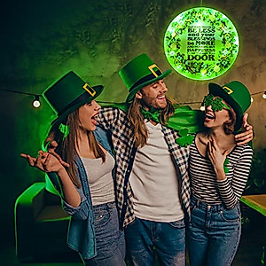 Capoda St. Patrick's Day Hanging Window Light Shamrock Decorations Irish May Your Blessing Light up Decor St. Patrick's Day Religious Christian Plaque Lucky Wishes Sign for Home Door Wall(Shamrock)