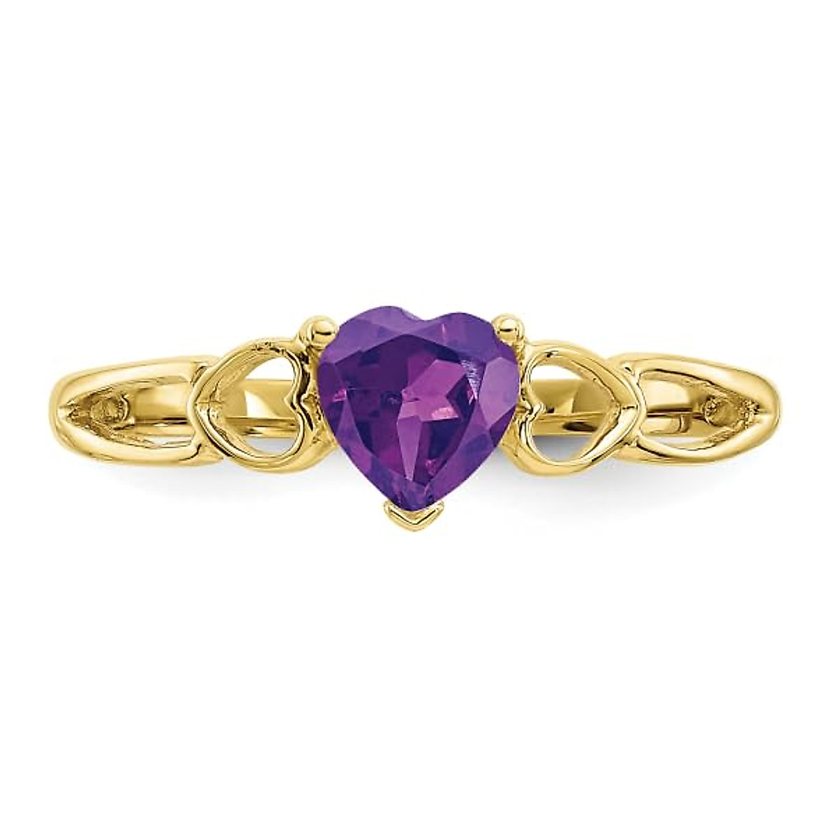 IceCarats 10K Yellow Gold Purple Amethyst Heart Love Ring Gemstone Band February Birthstone Jewelry Size 7