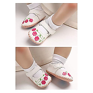 Meckior Infant Baby Girls Boys Handmade Princess Flats Toddler First Walkers Soft PU Leather Non-Slip Crib Wedding Dress Shoes