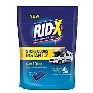 Rid-x Holding Tank Deodorizer Pacs, Septic Tank Treatment for Rv, Boats, & Portable Toilets, Fresh Scent, 8 Count